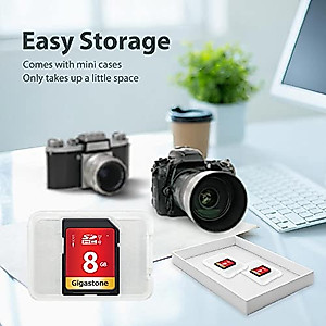 Gigastone 8GB 5-Pack SD Card UHS-I U1 Class 10 SDHC Memory Card Full HD Video Canon Nikon Sony Pentax Kodak Olympus Panasonic Digital Camera, with 5 Mini Cases