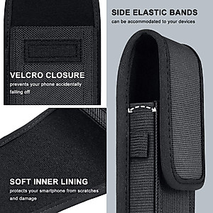 ykooe Cell Phone Pouch Nylon Belt Holster Case Compatible with Galaxy S25/S24/S23/S22 Ultra A16 A15 A14 A13, Moto G Stylus/Power/Play, Pixel 8/7 Pro, TCL OnePlus T-Mobile, Black - XXL