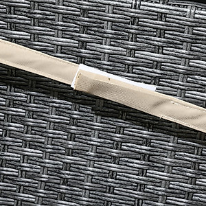 Outsunny Outdoor Recliner Chair with Cushions, PE Wicker Reclining Patio Lounge Chair with Adjustable Footrest, Armrests, Side Tray Table for Balcony, Porch, Khaki