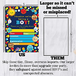 Outer Space Planets Themed Baby Sprinkle Baby Shower Invitations for Boys, 20 5x7 Fill In Cards with Twenty White Envelopes by AmandaCreation