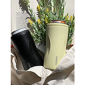 Ginnzo Slim Can Cooler - Double Walled Stainless Steel CanKoozie | 12 Oz Insulated Drink Holder for Tall Skinny Hard Seltzer/Beer/Soda/Energy Drinks (Sunlight)