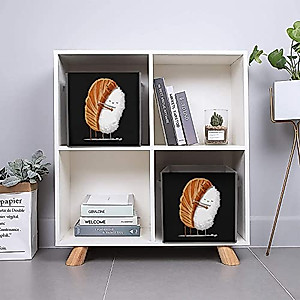 Sushi Hug PU Leather Collapsible Storage Bins Canvas Cube Organizer Basket with Handles
