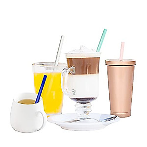 MY ACCBOX 10PCS Reusable Silicone Straws, Collapsible Flexible Portable Silicone Drinking Straw for Smoothie Coffee Juice Hot Chocolate, for 20oz Tumblers (Pure Multicolor, 8.7 inches)