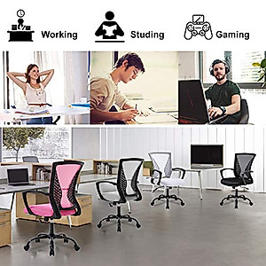 Office Chair Ergonomic Desk Chair Mesh Computer Chair with Lumbar Support Armrest Mid Back Rolling Swivel Task Adjustable Chair for Women Adults, Grey