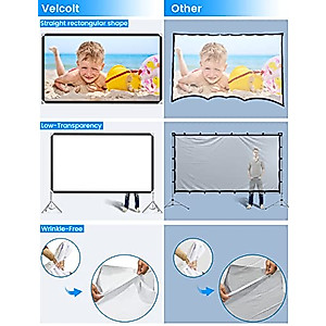 Projector Screen and Stand - Velcolt Outdoor Projector Screen 100 inch, 16:9 4K HD Foldable Portable Outdoor Movie Screen Pull Down with Carry Bag for Indoor Outdoor Camping Backyard Home Theater