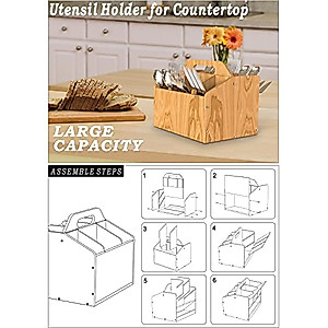 YICOCHI Utensil Holder for Countertop 10 Compartments Wooden