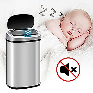 Dkeli Automatic Trash Can Stainless Steel Kitchen Garbage Can with Lid, 13 Gallon / 50 Liter Touchless Home Office Living Room Bedroom Bathroom Trash Bin