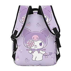 RODES Cute Kurromi Pattern Print Backpack Anime Backpack Lightweight Travel Backpack Laptop Backpack Purple Daypack Women Birthday Gift With Keychain