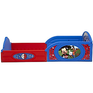 Delta Children Disney Mickey Mouse Plastic Sleep and Play Toddler Bed with Attached Guardrails