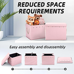 Toys Storage Organizer,Toy Bins for Kids Organizer,Play Mat Removable,Toy Chests & Organizers（Pink）