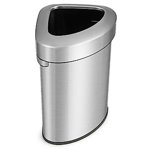 S AFSTAR Corner Trash Can 16 Gallon/60 L, Kitchen Garbage Can, Large Open Top Touchless Rubbish Can, Anti-Slip Bottom, Triangular Waste Bin, Stainless Steel Trash Bin for Bathroom Kitchen Bedroom