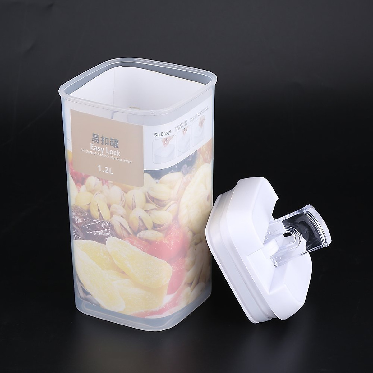 Neufday Sealed Food Storage Box Grain Nuts Cereal Transparent Container Kitchen Accessories(L 1.2L)