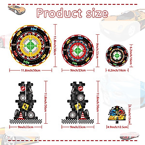 Waenerec Race Car Birthday Party Supplies 8PCS Tire Balloons & 3 Tier Cupcake Stand Food Display Dessert Holders Tower for Kids Classic Car Party Decorations