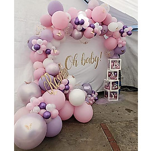 DASHAN Girl Baby Shower Decorations Oh Baby Sign for Birthday Party Backdrop 7.2x7.2ft Polyester Newborn Round Backdrop