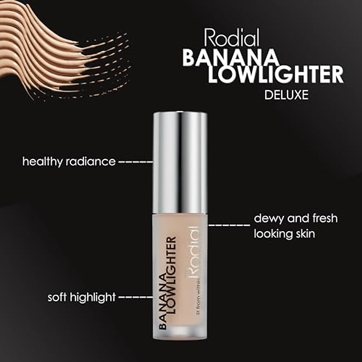 Rodial Banana Lowlighter 0.05 fl oz, Travel Size Liquid Colour Concealer with Yellow Undertone, Face Concealer, Non-Shimmer Finish, Hydrating Formula with Hyaluronic Acid, Vitamin E and Caffeine