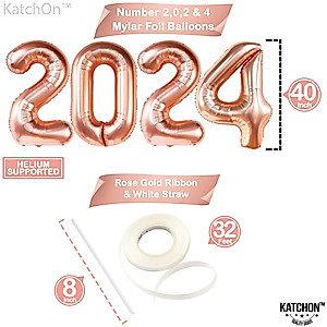 KatchOn, 2024 Gold Balloons Set - Huge 40 Inch, Pack of 25 | 2024 Balloons Graduation, Graduation Decorations Class of 2024 | Rose Gold Class of 2024 Balloons, Rose Gold Graduation Decorations 2024
