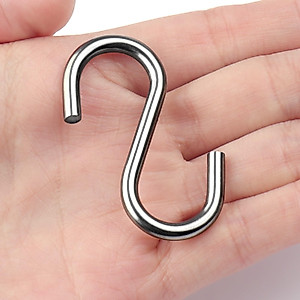 Dreecy 12 Pack Stainless Steel Heavy Duty S Hooks for Hanging, 2 Inch Small S Hooks,Thick S Hooks for Hanging Hammocks Plants Chain Hardware Bird Feeders Garden Tools Pots Pans