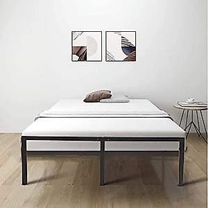 Mofesun Metal Bed Frame Full - Black Metal Platform Bed 14 Inch with Storage, Heavy Duty Easy Assembly No Box Spring Needed (Full)