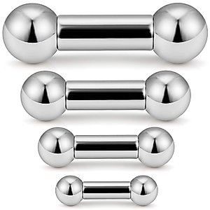 Hoeudjo PA Ring Internally Threaded Straight Barbell Monster Screwball Rings BR 316L Surgical Steel Genital Prince Albert Piercing Body Jewelry 2G 4G 6G 8G 4 Pieces 1#