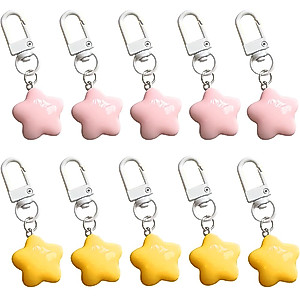 10pcs Chubby Star Key Chains for Car Keys Star Keychain Accessories Cute Keychains for Women Bag Charm Backpack Charms Key Ring Car Key Chain Small Key Rings Snap Keyrings Kawaii Keyring Kids Gifts