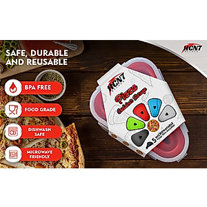 Pizza Storage Container with 5 Microwavable Serving Trays Reusable, Foldable Pizza Keeper Container Expandable, Dishwasher Safe and Reusable Pizza Saver Container by HCN7 (RED*)