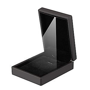 LED Light Pendant Necklace Gift Box, Velvet Jewelry Storage Display Case for Proposal Engagement Wedding Anniversary Birthday Valentine's Day (Black)
