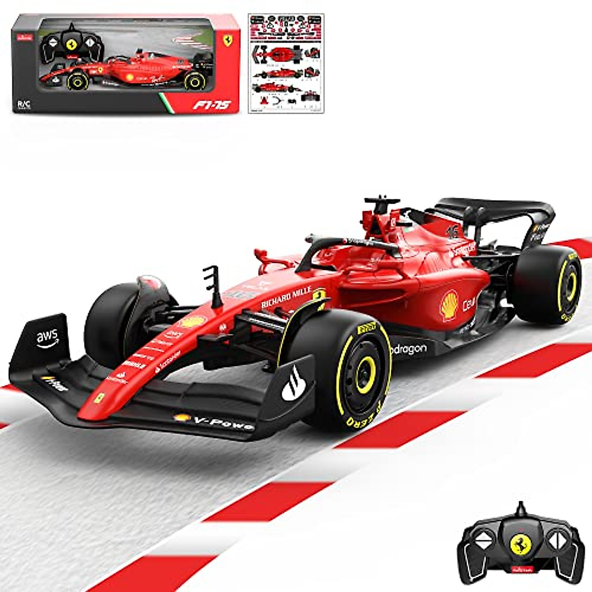 Voltz Toys Authentic 1:18 Scale Licensed Ferrari F1 75 Remote Control Car - Super Racing Collection for Kids and Adults - 2.4GHz RC Car for Gift