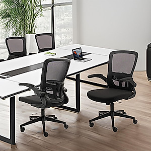 KLASIKA Desk Chairs with Wheels, Ergonomic Mesh Office Chair Adjustable Height and Swivel Lumbar Support Home Office Chair with Flip Up Armrests (8PK)