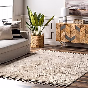 nuLOOM Kerry Geometric 5x8 Area Rug for Living Room Bedroom Dining Room Kitchen, Beige
