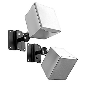 Mount-It! Speaker Mount for Wall and Ceiling, Low Profile Heavy Duty, Anti-Theft, Universal for Channel Surround Sound and Satellite Speakers, Black, 2 Mounts