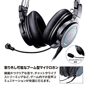 Audio-Technica ATH-G1 Premium Gaming Headset for PS5&Xbox Series X, Laptops, and PCs, with 3.5 mm Wired Connection, Detachable Mic, Black