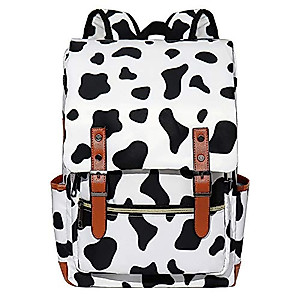 Malaxlx Cow Print Bookbag for Teen Girls Boys, College School Student Laptop Backpack for Womens