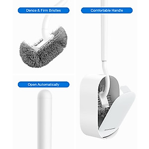Toilet Bowl Brush and Holder, OSCIOSS Toilet Brush Set with Ergonomic Design, Compact Size, Durable Bristles, toilet brushes & holders for Dead Corner Clean, White