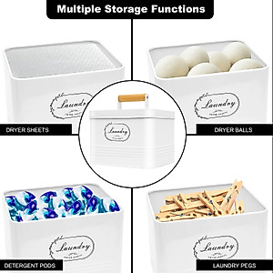 Holismo Dryer Sheet Container with Lid for Laundry Room Organization and Storage, Galvanized Metal Farmhouse Design Dryer Sheet Holder for Laundry Room Decoration, Dryer Sheet Dispenser Container