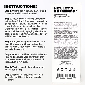 Good Dye Young Hair Lightener Kit with Dust Free Powder Lightener and 25 Volume Developer - Moisturizing Bleaching Kit - Vegan Hair Bleach (4 oz.)