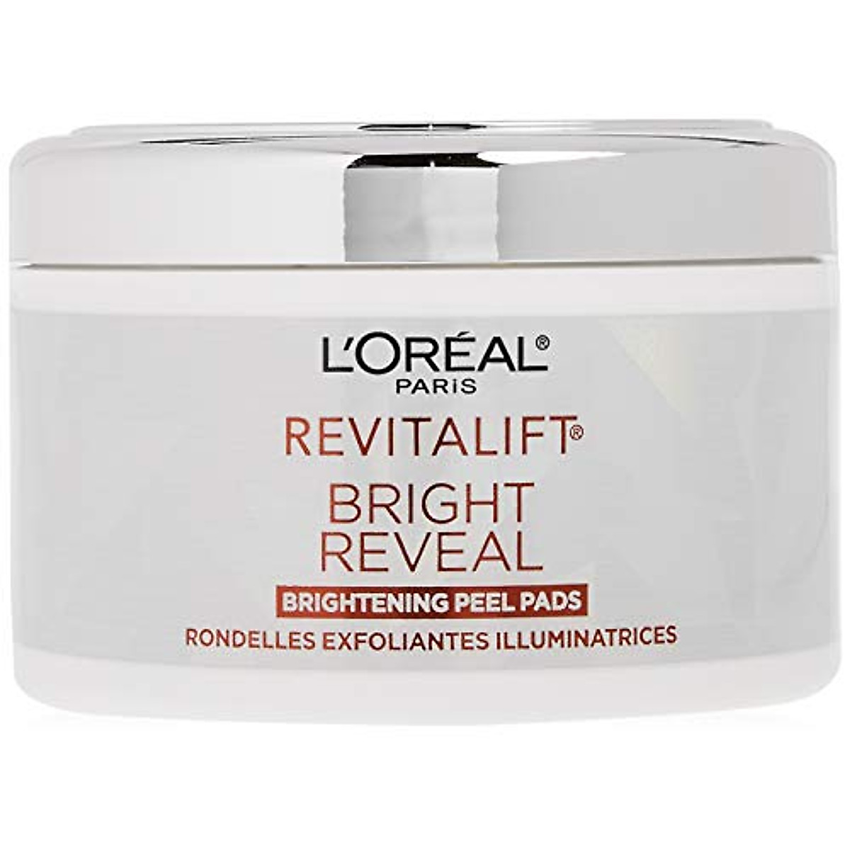 L'Oréal Paris Revitalift Bright Reveal Anti-Aging Exfoliating Peel Pads with Glycolic Acid, Reduce Wrinkles & Brighten Skin, 30 Count (Pack of 1)