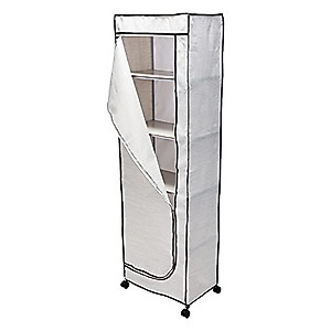Organize It All 5 Tier Portable Wardrobe Storage Closet Tower | Dimensions: 20" x 12" x 65" | 5 Tier | Space Saving | Durable | Closet Accessories | Grey