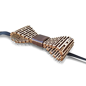 HatynkaUA Mens Wooden Bow Tie - 3D Unique Design Holiday Wedding Wood Bowtie- Necktie for Men