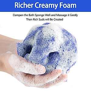 Exfoliating Washcloth Towel Body Scrubber Loofah African Net Bathing Sponge Back Scrubber for Shower Mesh Pouf Sponge Skin Smoother for Daily Use or Stocking Stuffer Bathroom Accessories 2pcs