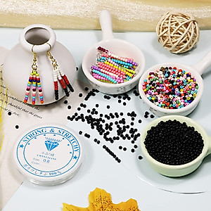 BALABEAD Opaque Black Color Loose Seed Beads About 4000pcs in Box 8/0 Glass Craft Seed Beads for Jewelry Making, Hole 0.7mm (Black)