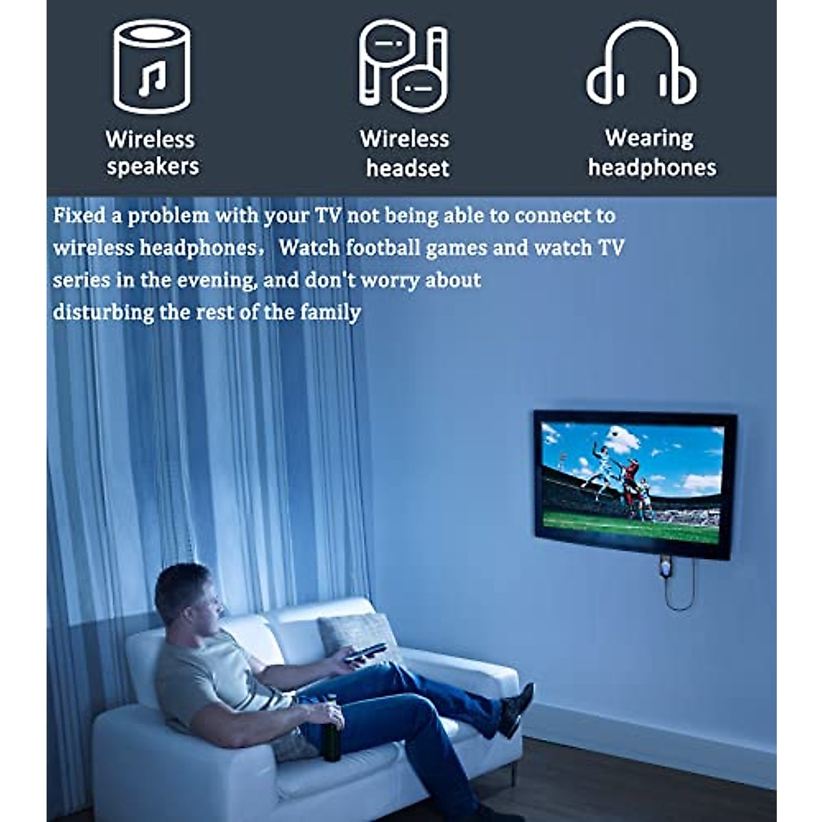 Bluetooth 5.0 Transmitter Receiver,Bluetooth Transmitter for TV,TWIEVO Bluetooth Adapter LCD Display 3-in-1 3.5MM AUX Jack Stereo USB Adapter Wireless Dongle for PC TV Car，Bluetooth tv Transmitter