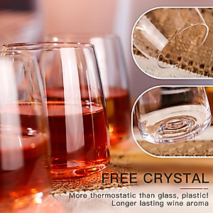 Stemless Wine Glasses Set of 4-15 oz Clear-Modern Hand-Blown Wine Glasses, European Design Crystal Glass For Red & White Wine, Unique Gifts for Wedding, Birthday，Christmas