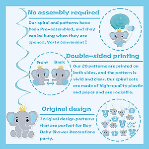 20PCS Elephant Baby Shower Decorations for Boy Baby Boy Shower Decorations First Birthday Decorations for Boy It's a Boy Party Decorations Elephant Kid Birthday Party Supplies