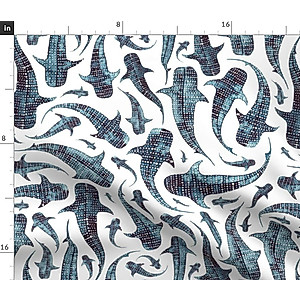 Spoonflower Fabric - Whale Shark Blue Animal Swimming Navy Sea Ocean Printed on Petal Signature Cotton Fabric by The Yard - Sewing Quilting Apparel Crafts Decor