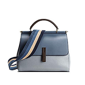 Small Leather Crossbody Bags for Women, Genuine Leather Ladies Mini Top-handle Bags with 2 Style Adjustable Shoulder Straps Women's Fashion Small Tote Purses and Handbags for Women Girls Teens (Blue)
