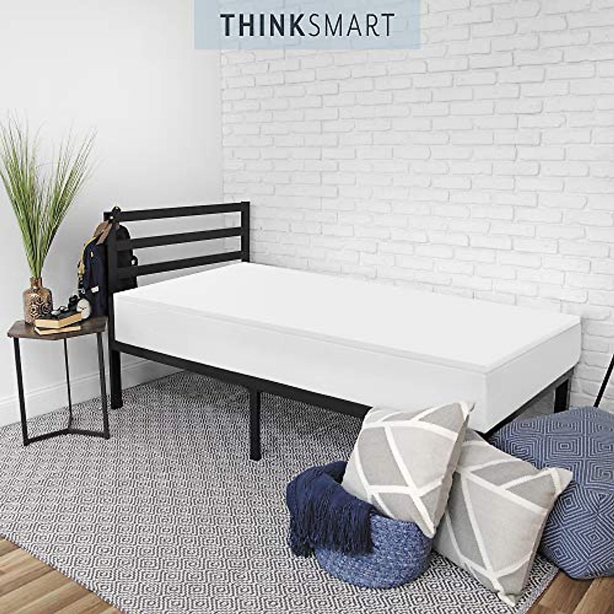 SensorPEDIC ThinkSmart Dorm Essentials 4-Piece Bundle Topper, Mattress Protector, Bed Pillow, and Laundry Duffle Bag, Twin, White