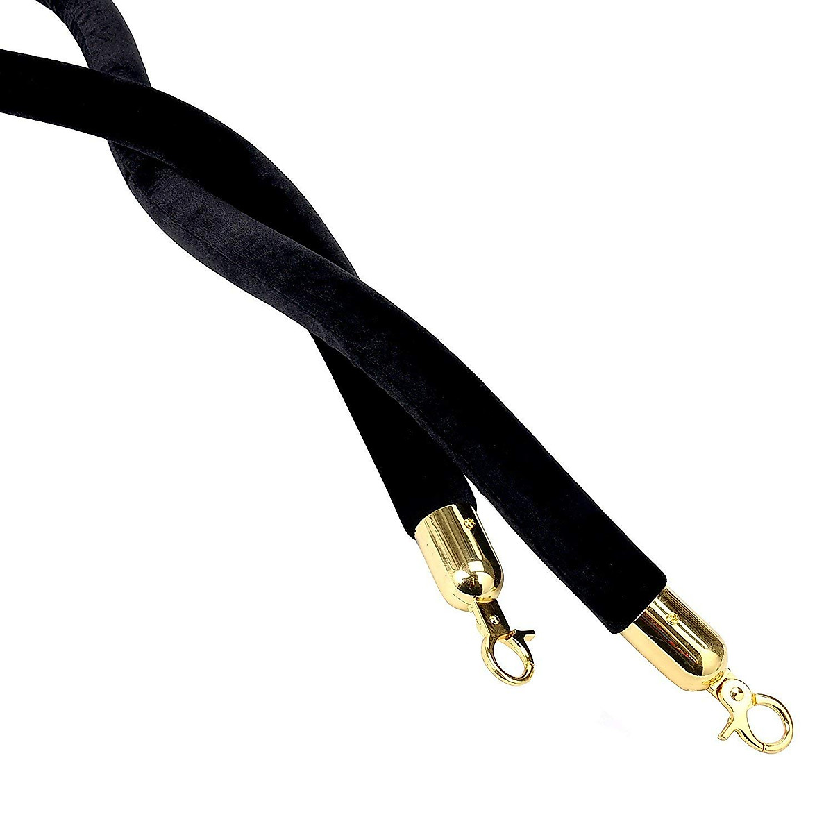 YaeKoo 2 Pack of Velvet Stanchion Rope 4.9 Feet with Stainless Steel Hooks,Crowd Control Stanchion Post Queue Line Barrier Velvet Hanging Ropes for Movie Theaters,Grand Openings,Hotels-Black