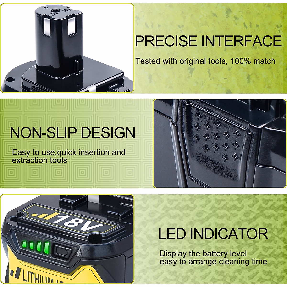 JGSPJ 6.2Ah Batteries Replacement for Ryobi 18V Battery Compatible with Ryobi Battery 18V P108 P190 P189 P102 P104 P107 P103 Cordless Power Tools, 2Pack