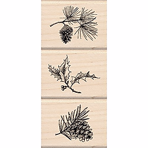 Inkadinkado Holiday Sprigs Wood Stamp Set_60-01139 1.5 x 2 inches