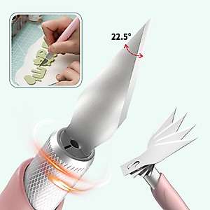 KALAIEN Self Healing Cutting Mat, 18"x12" Cutting Sewing Mat for Craft, 1 Pcs Pink Craft Knife,Steel Rule, 10 Pcs Stainless Steel Blade Kit